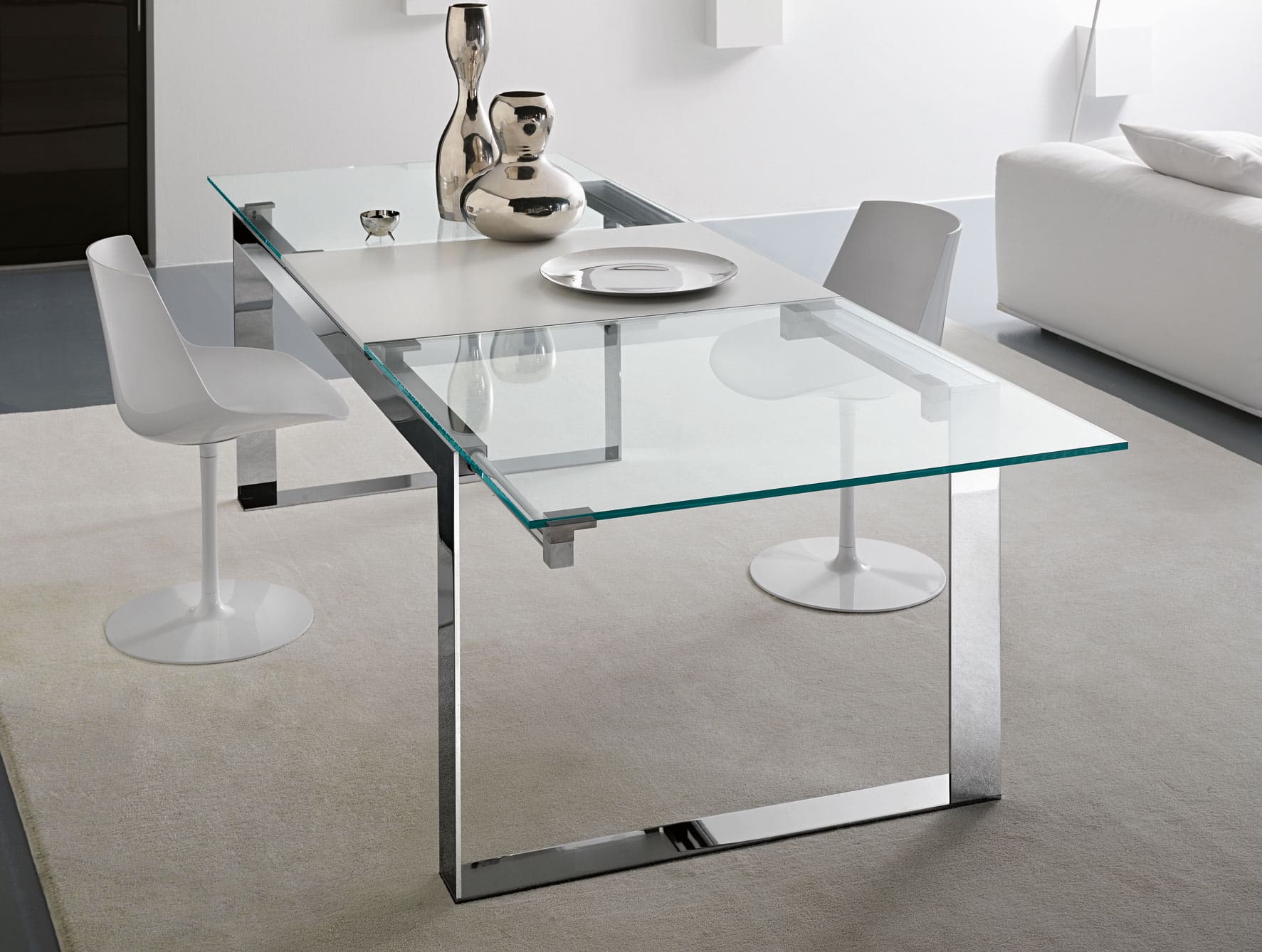 Miles XT Clear Glass Dining Table | Tonelli | Nella Vetrina