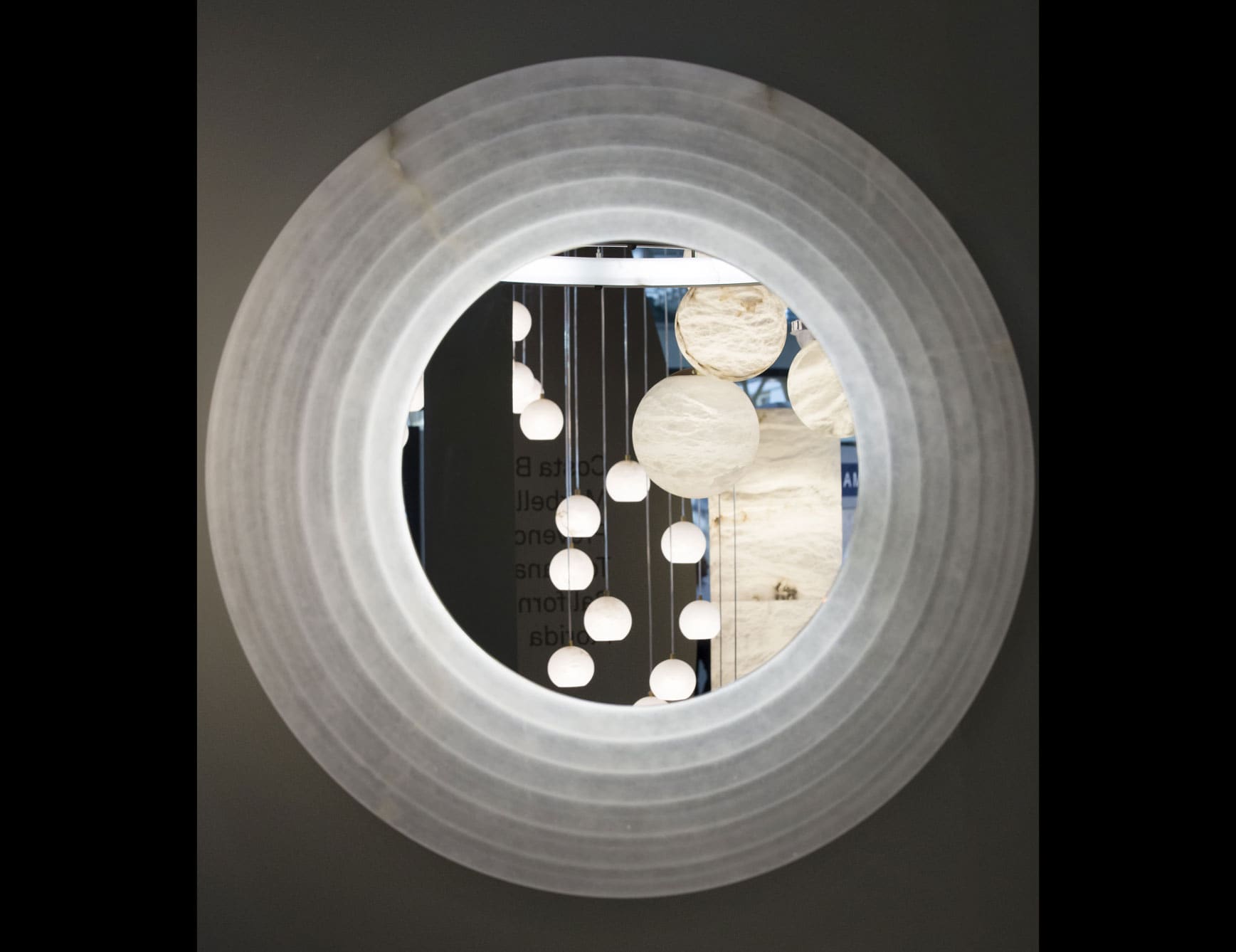 Nella Vetrina Mirror Disc Alabaster and Mirror Wall Light