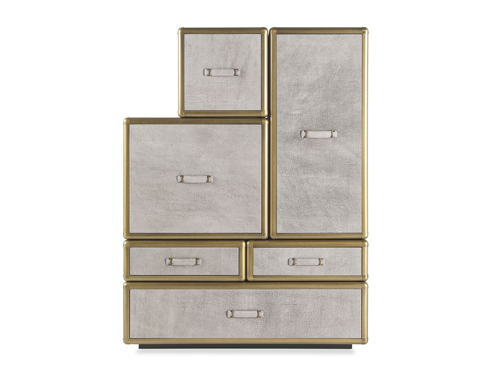 Fly Case Grey Leather Bar Cabinets | Nella Vetrina