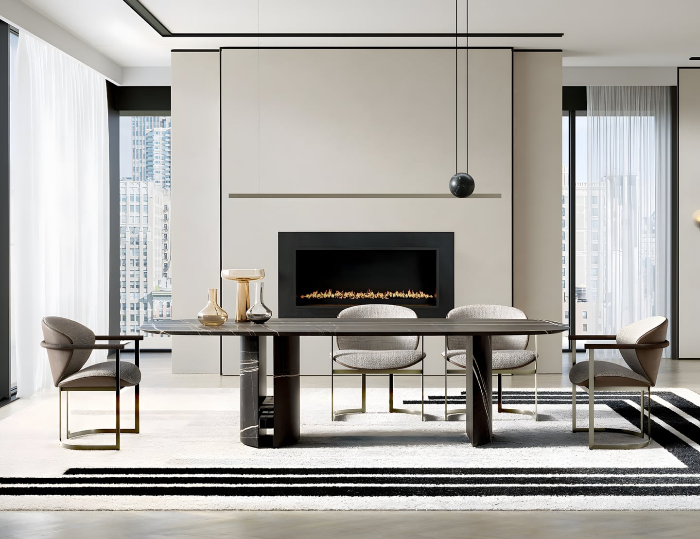 Ercole Dining Tables in White Calacatta Marble | Capital Collection ...