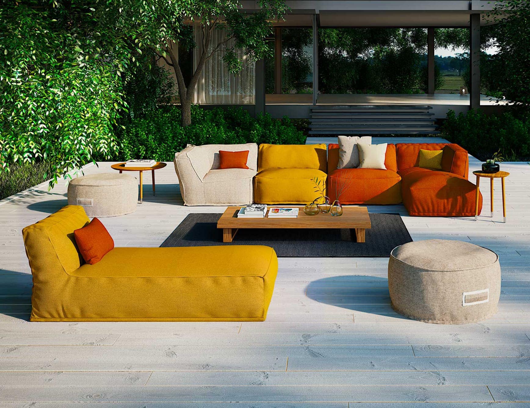 Medusa Service Table Outdoor Teak Accent End Table | Nella Vetrina