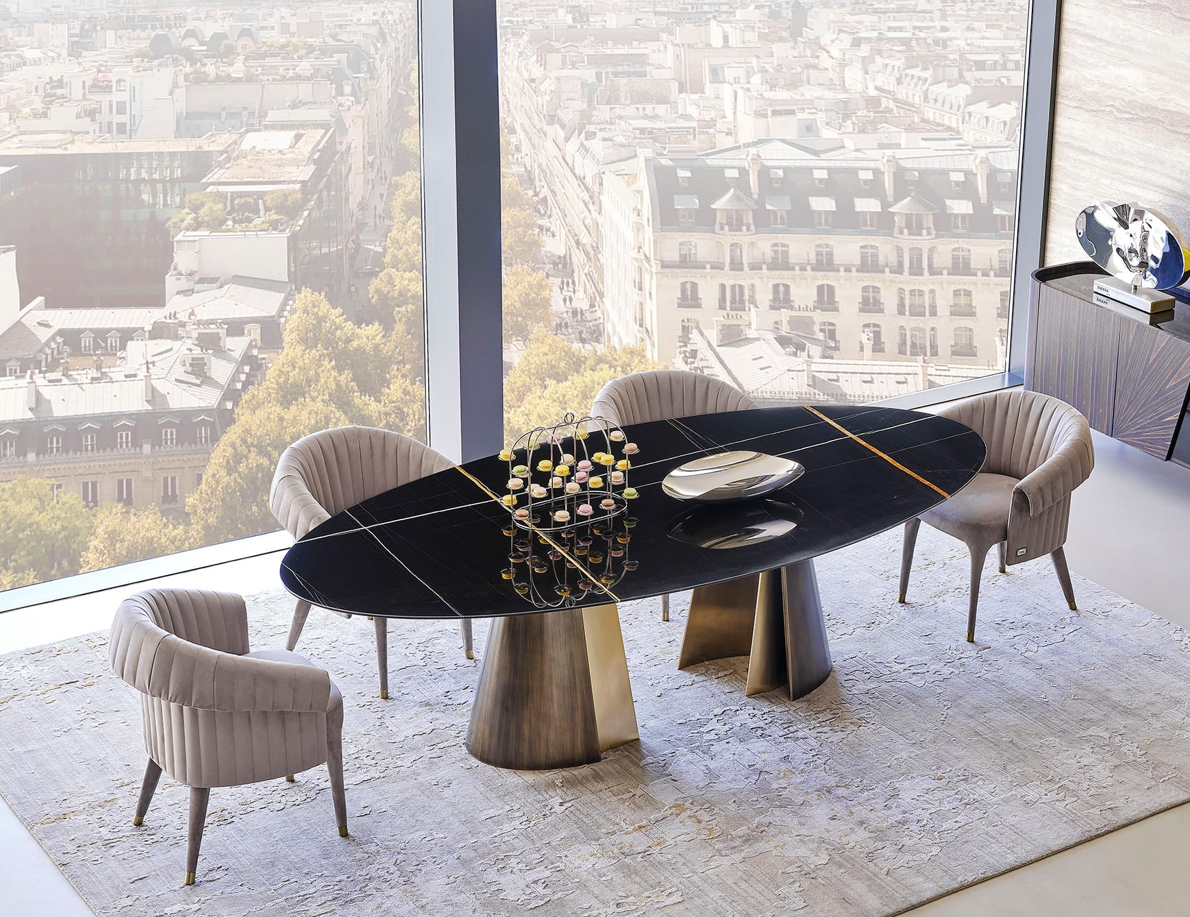 Absolute Sahara Noir Marble Dining Table | Rugiano