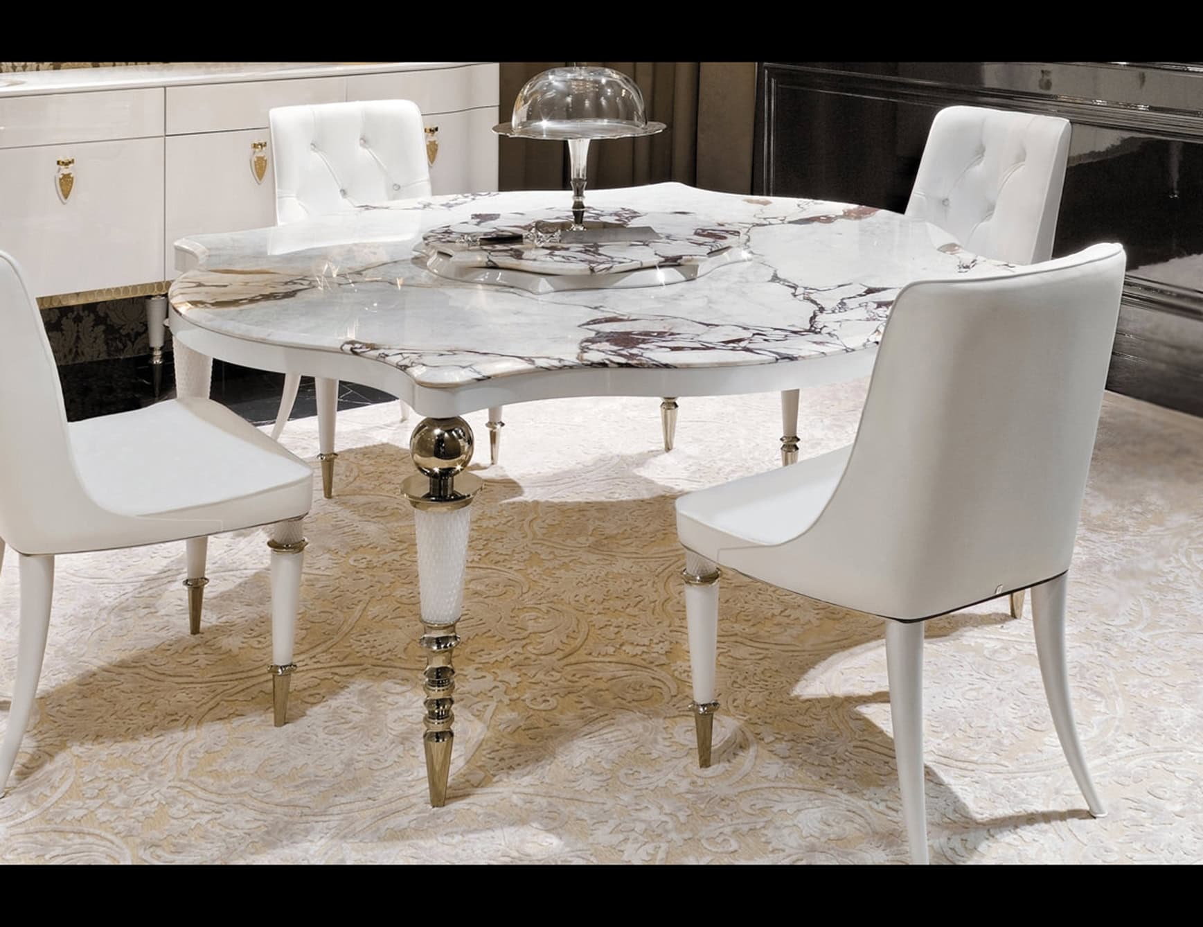 Versailles Dining Table in White Onyx Marble | Nella Vetrina
