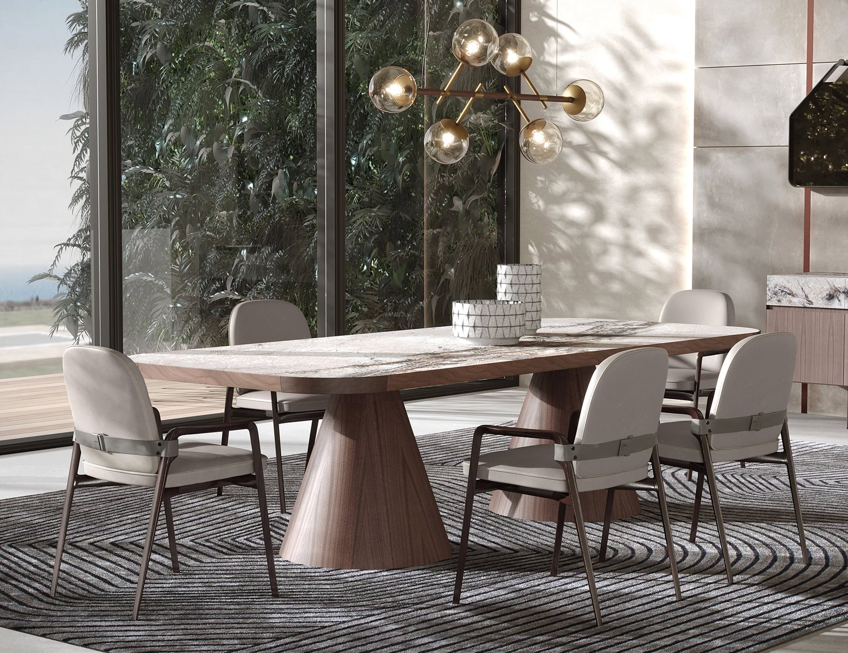 Gordon Dining Table in Arabescato Marble | Nella Vetrina