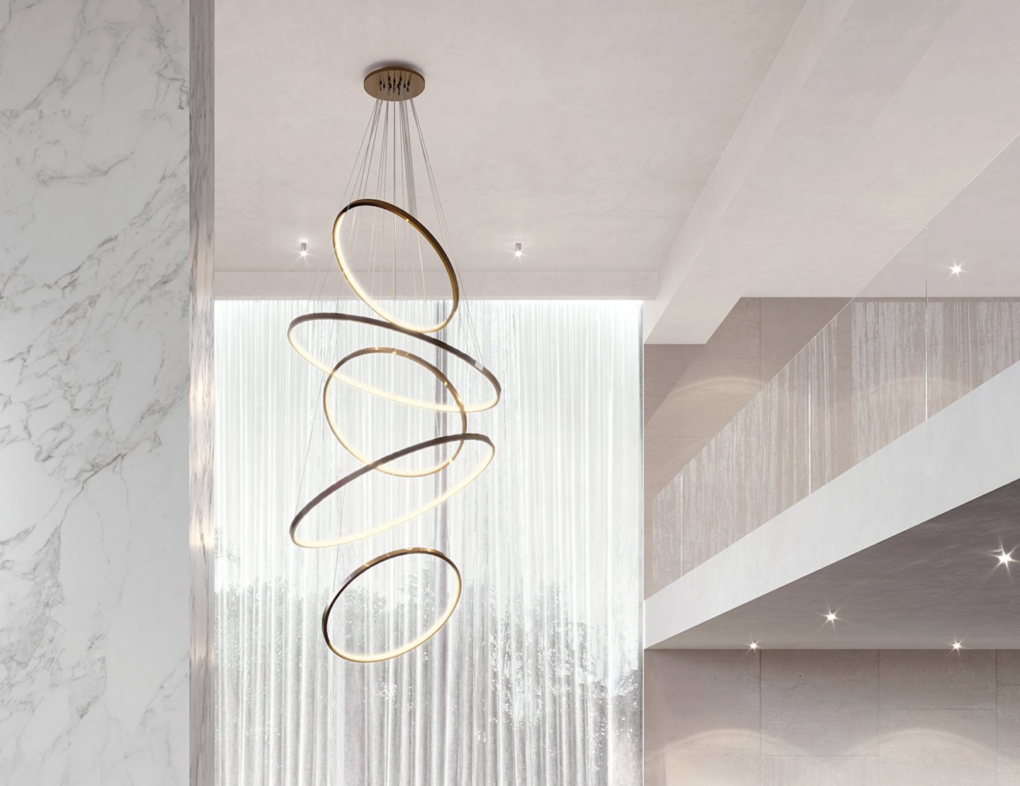 Custom Ring Light Chandelier in Gold Metal | Nella Vetrina